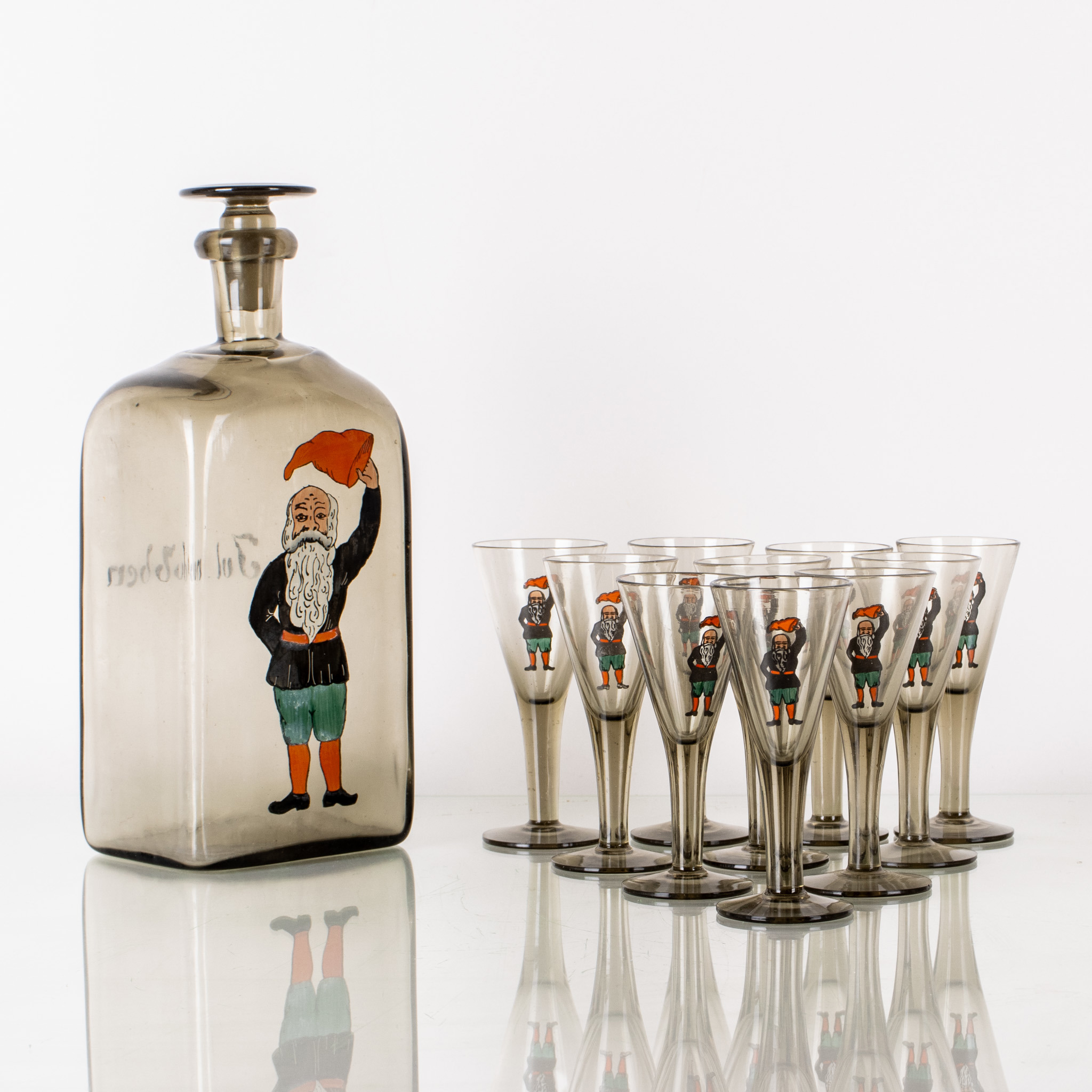 PLUNTA OCH SNAPSGLAS, 10 del, glas, 1900-tal | Auktion